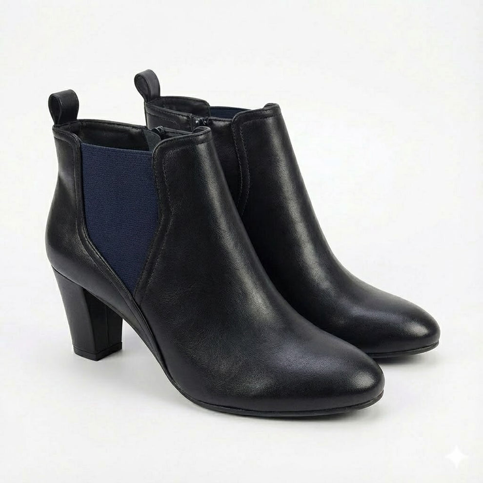 HIGH BLOCK-HEEL BLUE COLOR CHELSEA BOOTS – MERCYCLASSIX